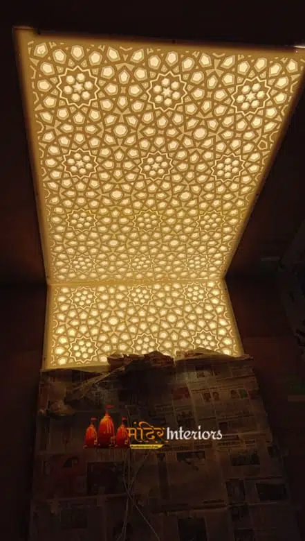 Corian Ceiling Backlit - Mandir Interiors - Corian Mandir Manufacturer