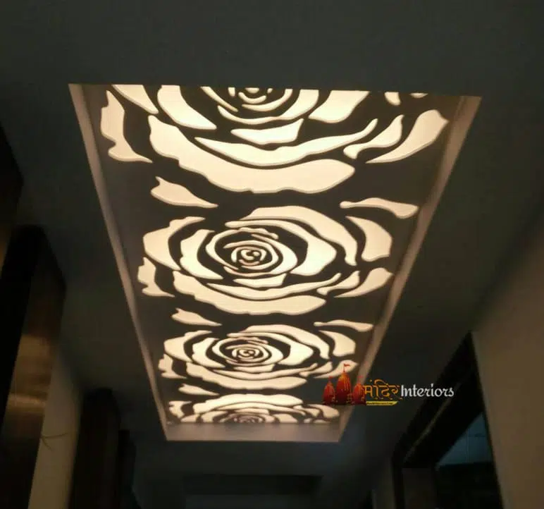 Corian Ceiling Backlit - Mandir Interiors - Corian Mandir Manufacturer